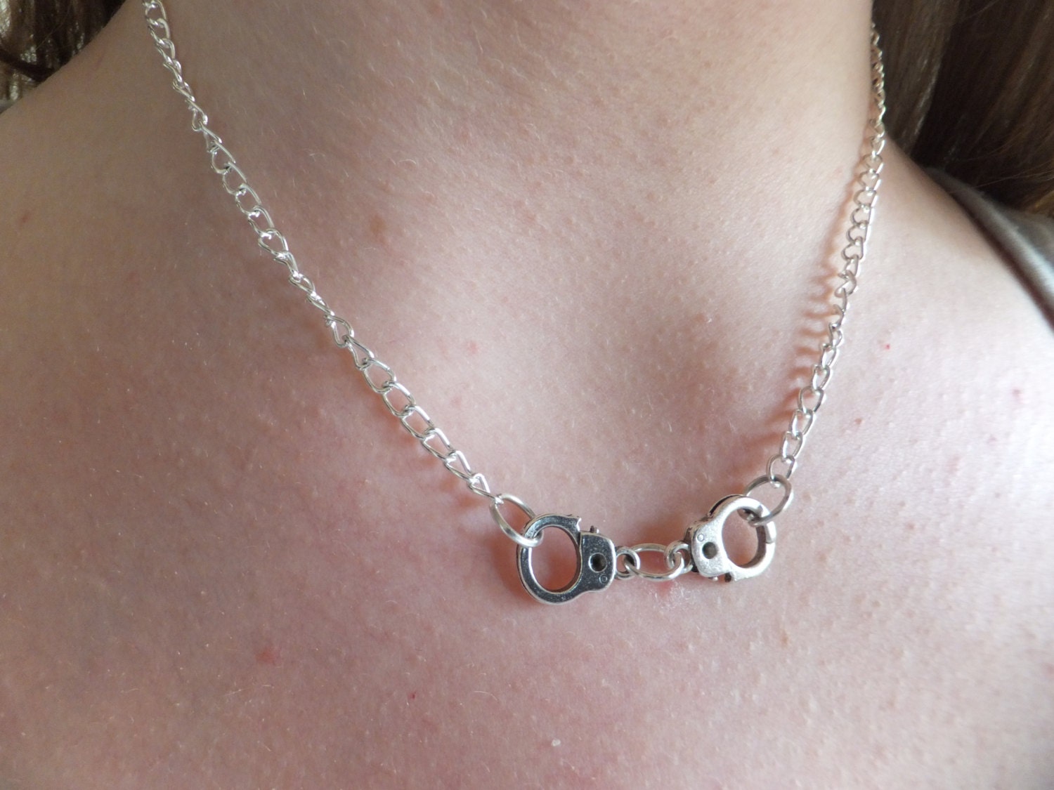 Handcuff Charm Bdsm Collar Discreet Day Necklace Submissive | Etsy