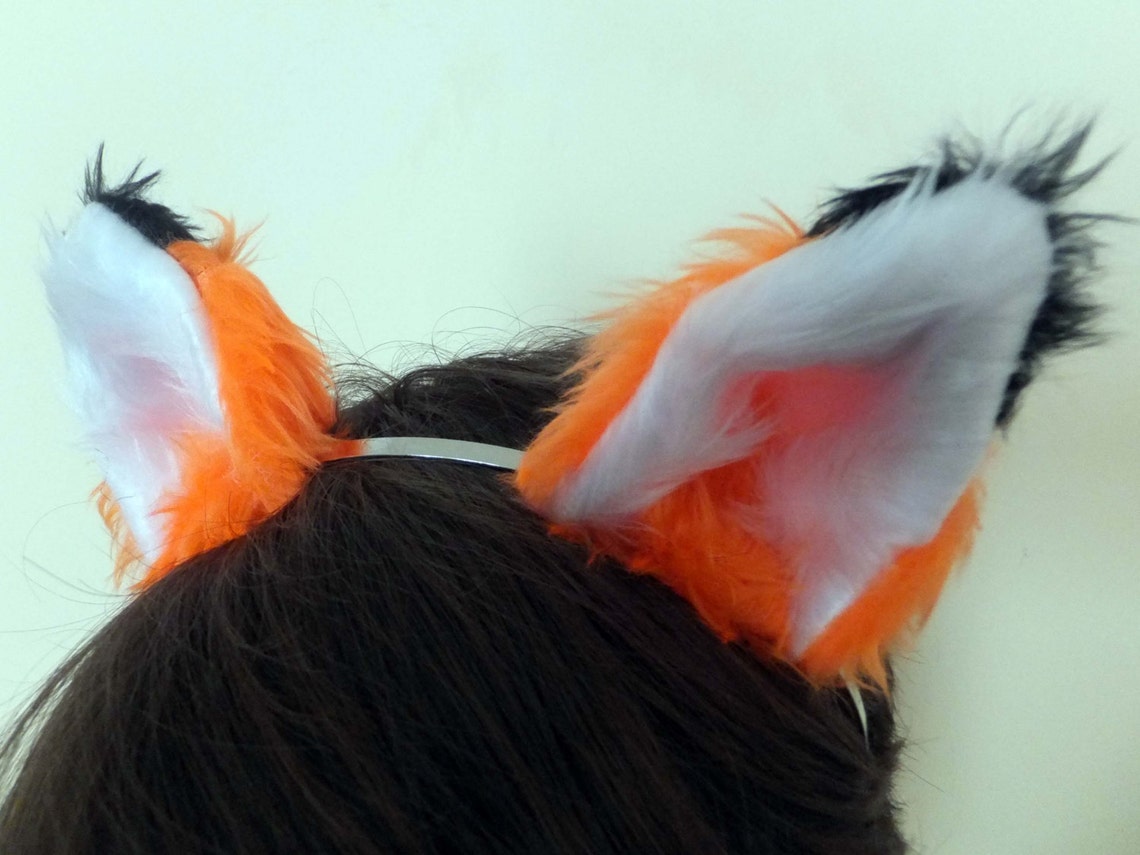 Ginger Black tips Cosplay Fox Wolf Ears Hair Clips Headband | Etsy