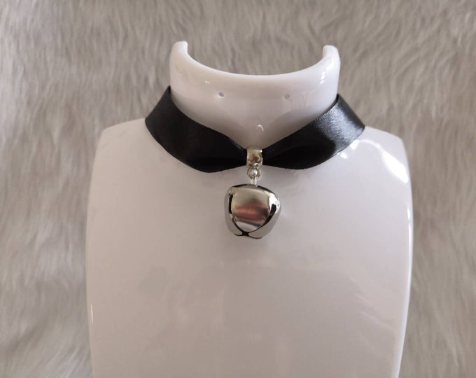 Black Cosplay Ribbon & Silver Bell Cat Collar Choker Neko - Etsy