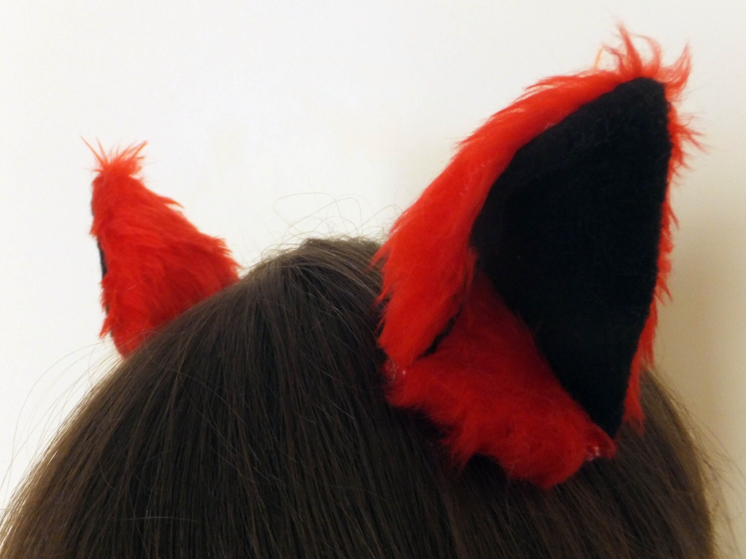 Red Cosplay Fox Cat Wolf Ears Neko on Hair Clips Kitsune | Etsy