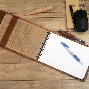 Handmade Leather Steno Book Cover: 6x9 Field Notes Refillable Folio ...