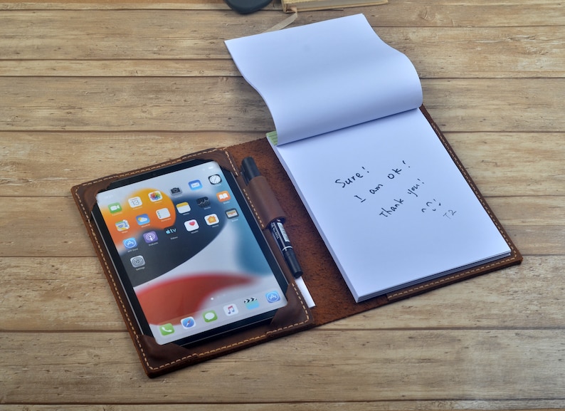 Crazy Horse Leather iPad Mini Folio Cover With A5 Notepad,personalized ...
