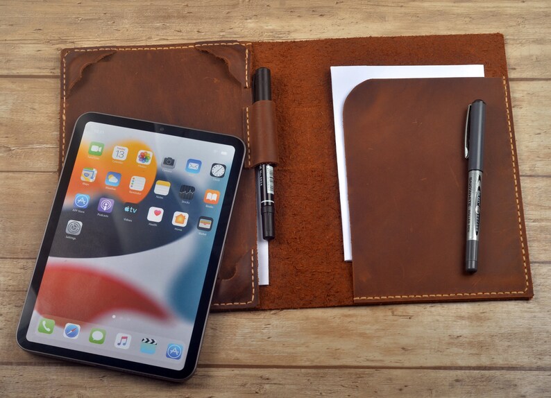 Crazy Horse Leather iPad Mini Folio Cover With A5 Notepad,personalized ...