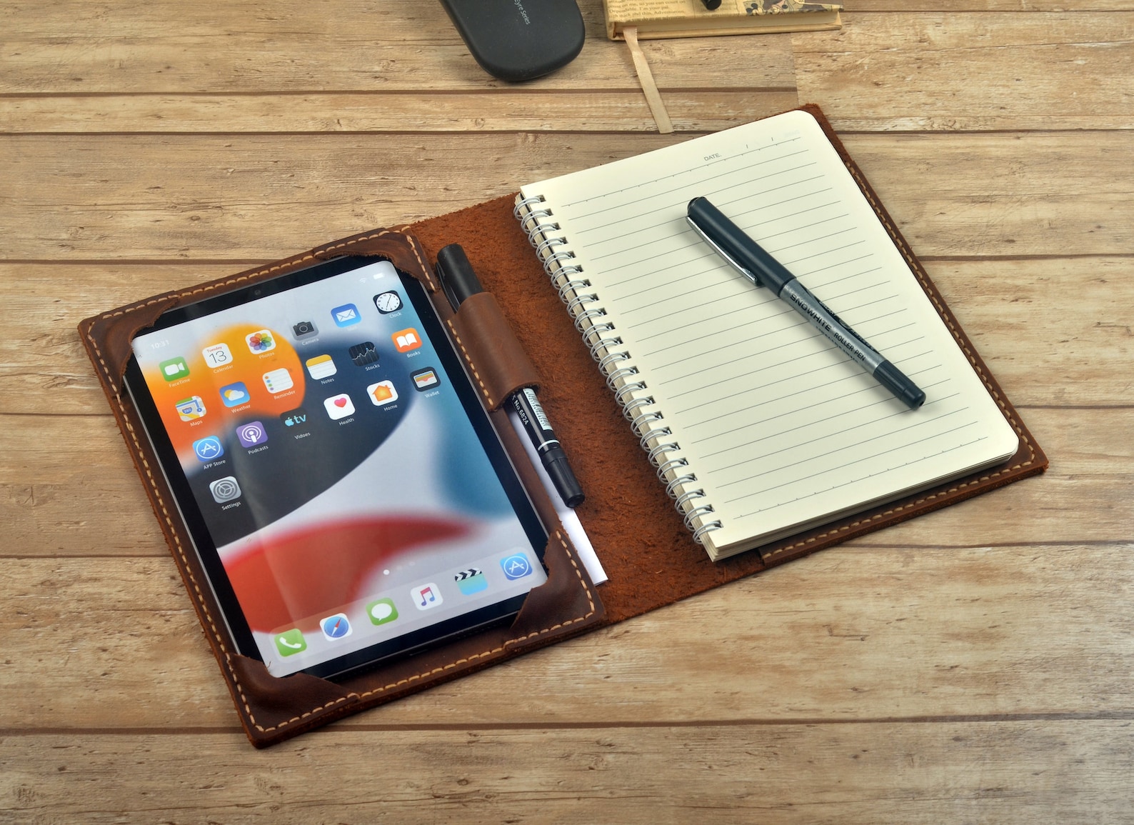 Crazy Horse Leather iPad Mini Folio Cover With A5 Notepad,personalized ...