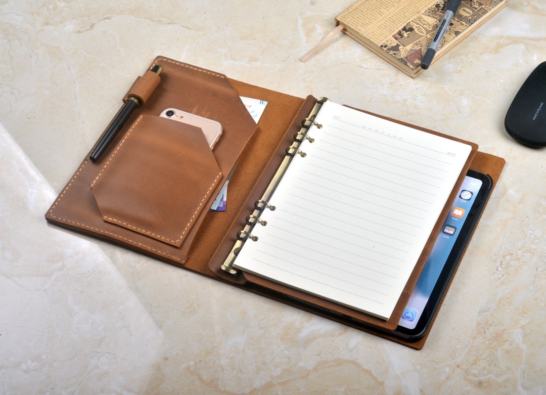 Leather iPad Mini A5 Binder: 6-ring Folio, Crazy Horse Leather - Etsy