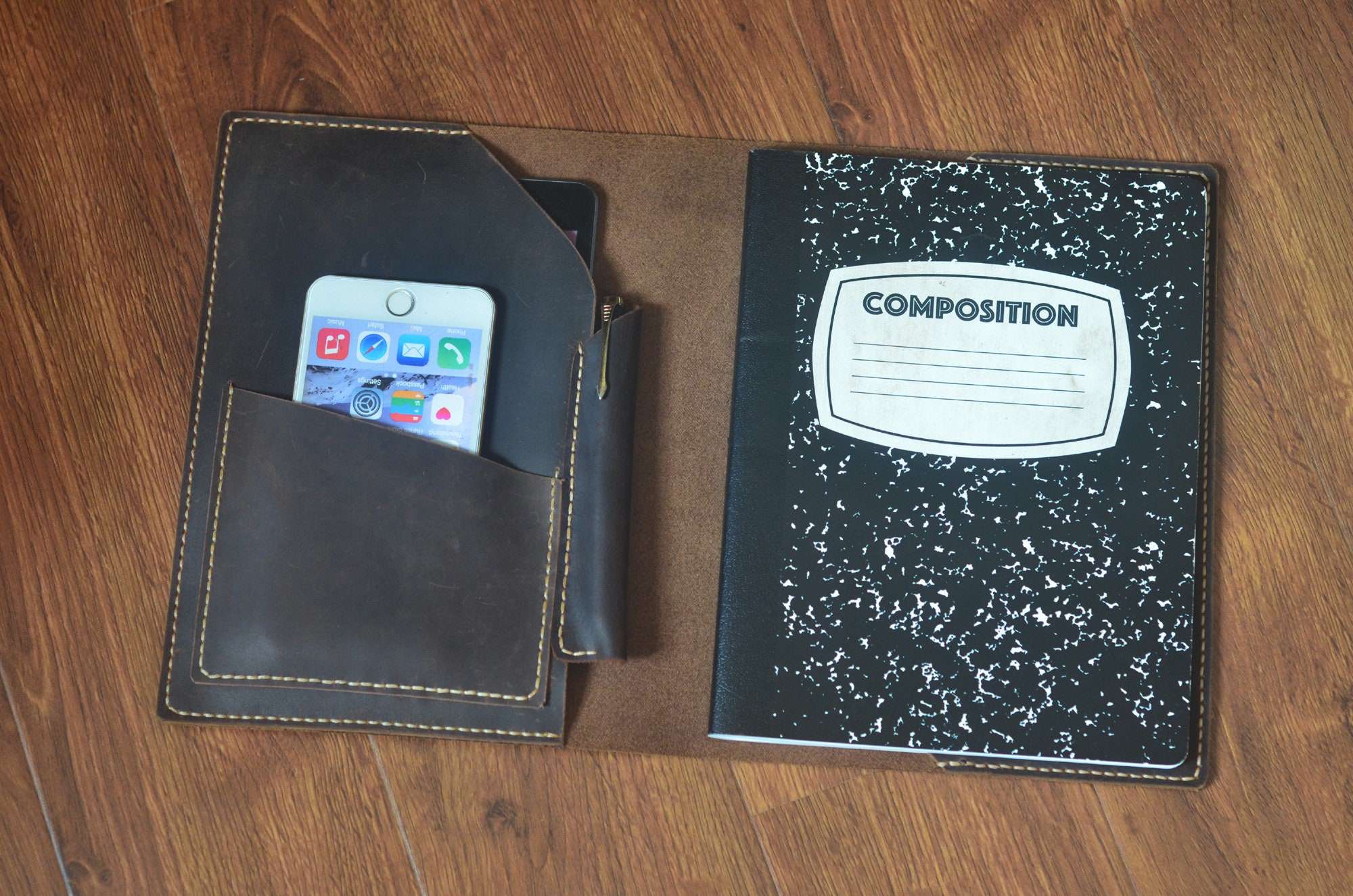 Leather Composition Book Cover: iPad Mini Tablet Portfolio ...