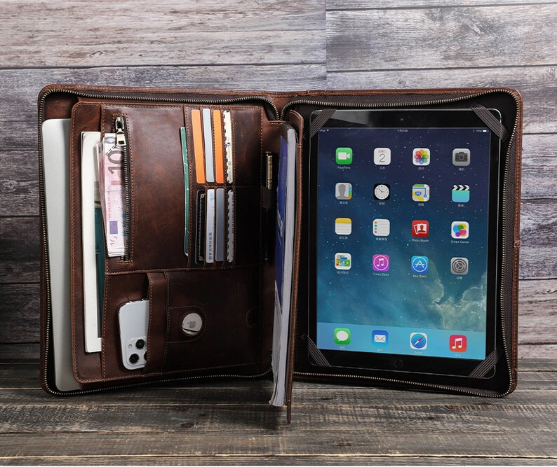 IPad 12.9 Leather Briefcase With Carrying Handle,ipad Portfolio Case ...