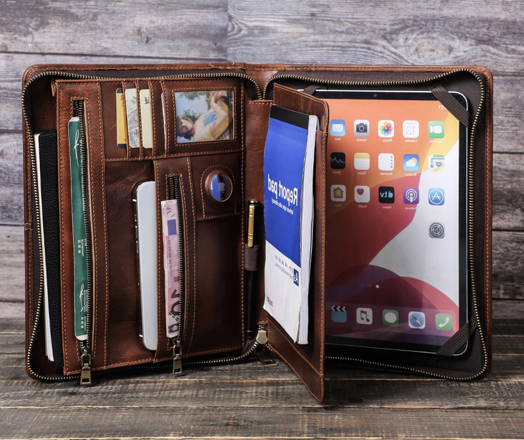 IPad Leather Portfolio Case With Short Carrying Handle,briefcase,ipad ...