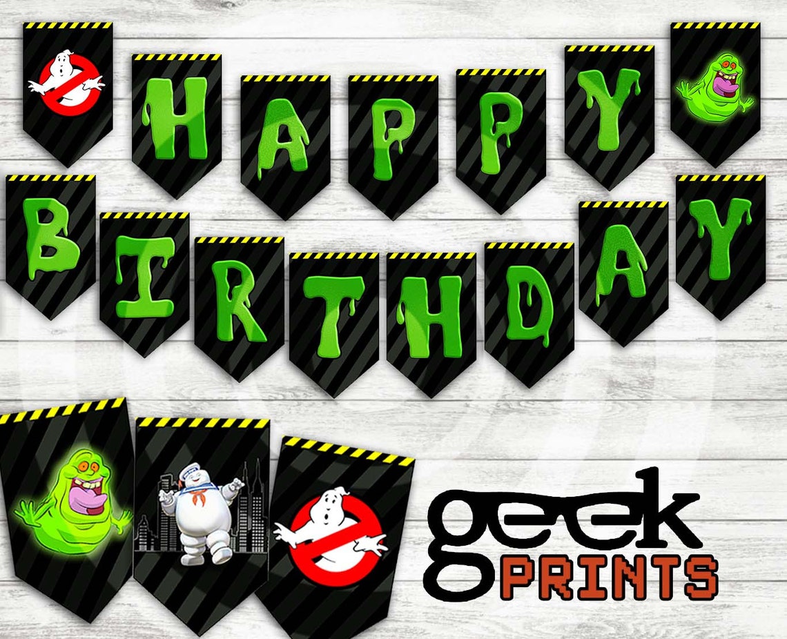 Happy Birthday Banner With Ghostbusters Theme Printable - Etsy Canada
