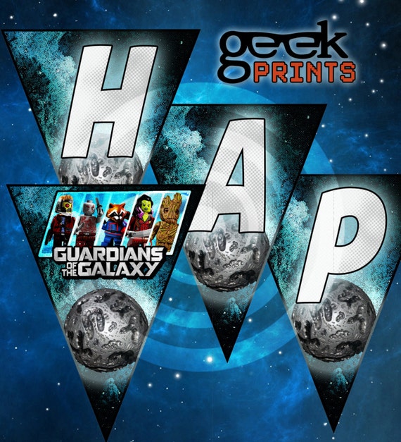 Happy Birthday Banner with Guardians of the Galaxy Theme Printable ...