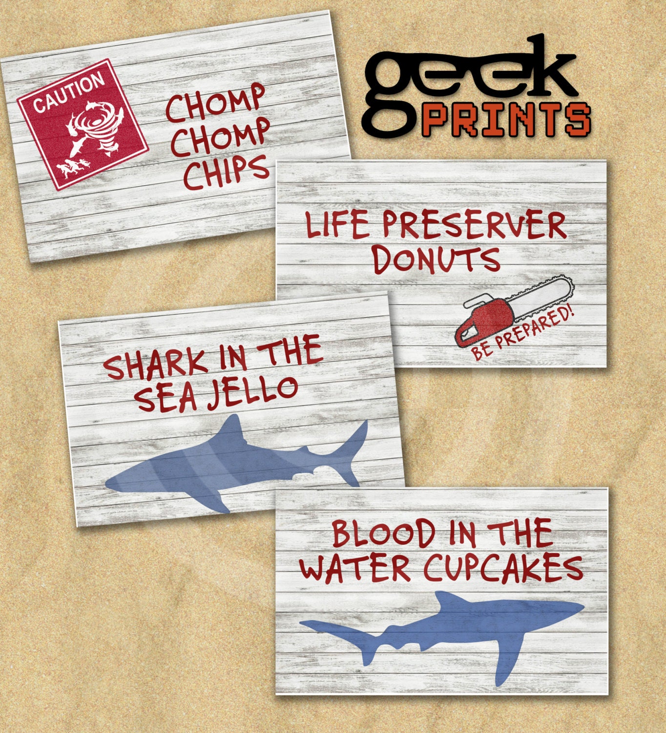 Shark Week Menu Cards With Editable Text Templett - Etsy