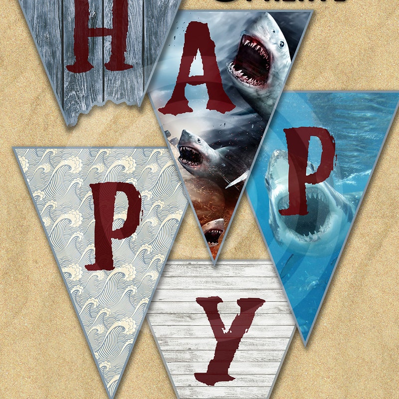 Shark Birthday Banner - Etsy
