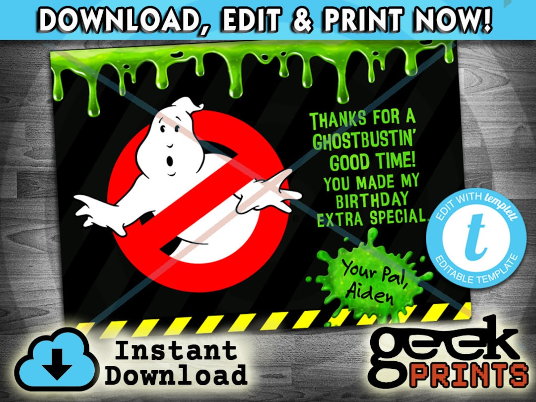Ghostbustin' Thank You Card Inspired by Ghost-busters Printable - Etsy