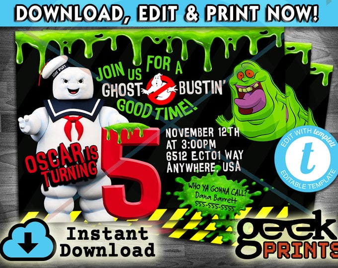 Marshmallow Man Invitation Inspired by Ghostbusters Printable - Etsy