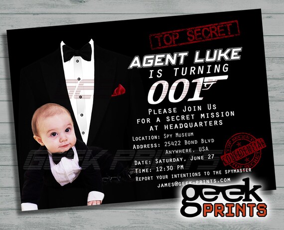 Invitación De James Bond Para Imprimir Plantilla De JAMES BOND