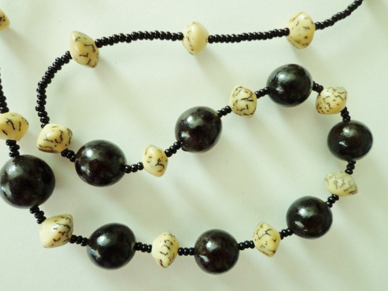 Natural Betel Nut Beads Necklace, Buri Root Beads Necklace, Casual ...