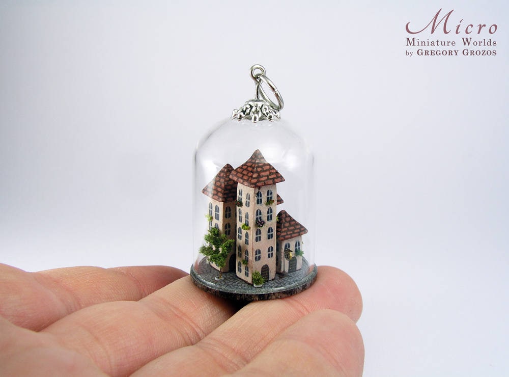 Miniature Town in a Clear Glass Dome Exquisitely and Richly - Etsy