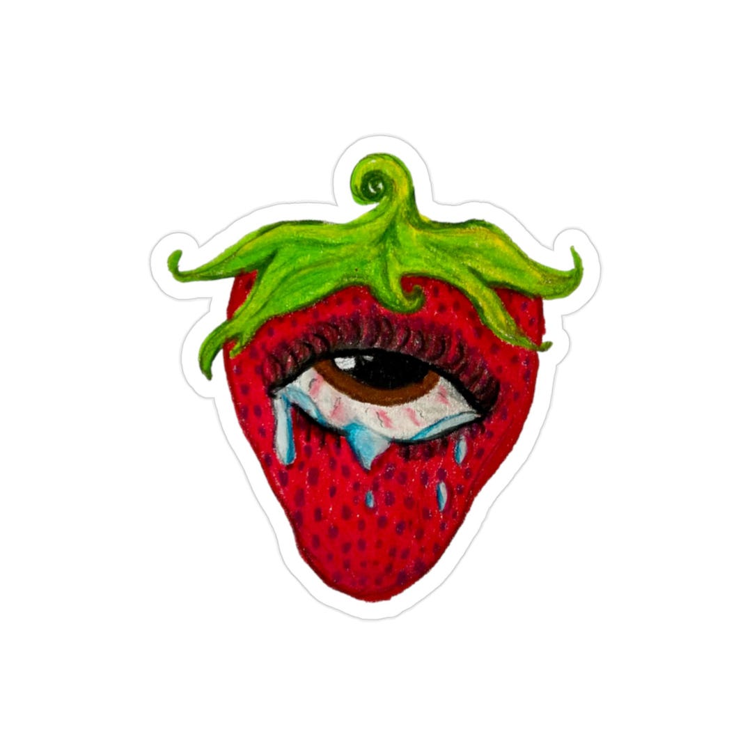 Berry Sad, Crying Strawberry Transparent Outdoor Stickers, Die-cut, 1pc ...