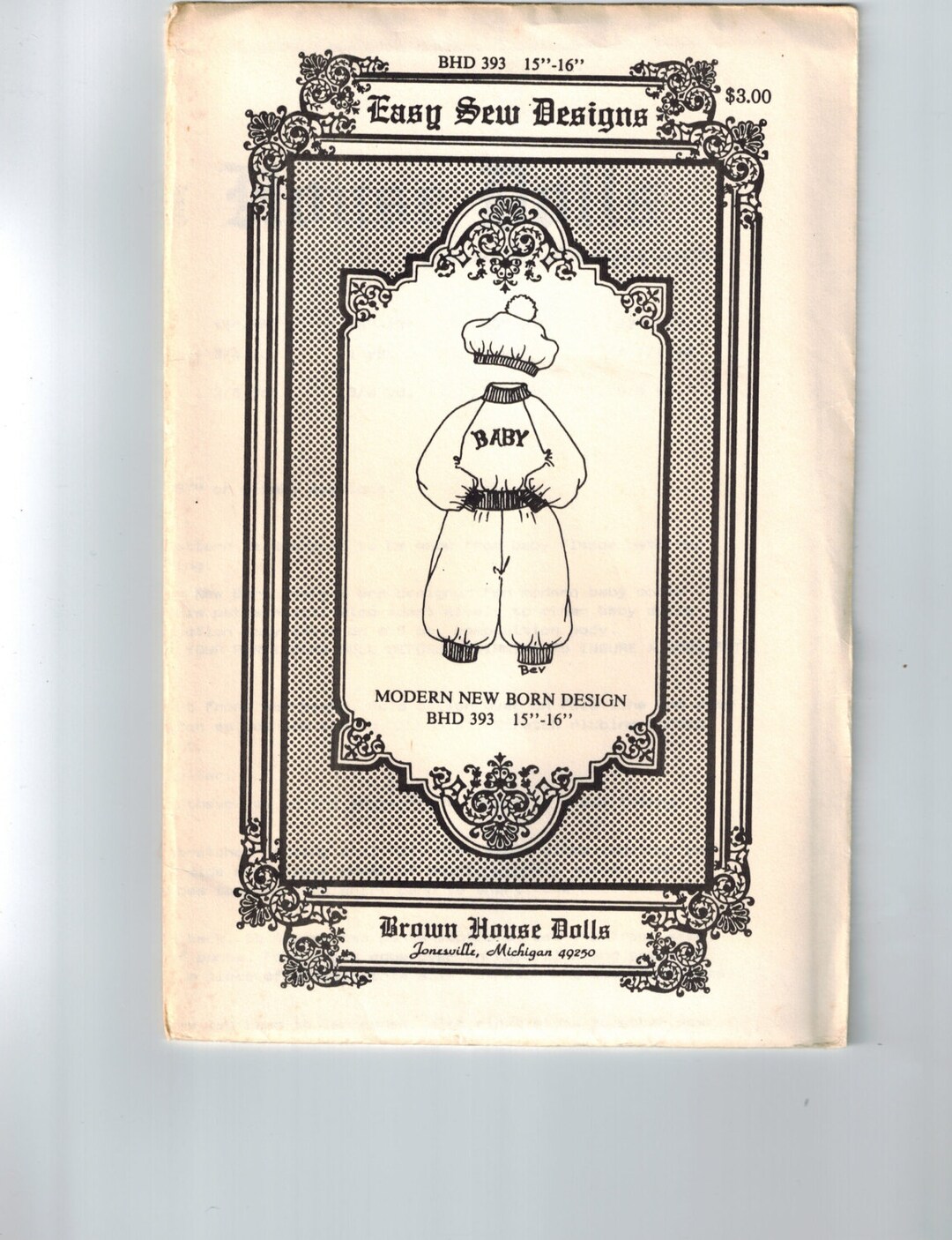 Doll Clothes Pattern for 15"-16" Doll. BHD 393 - Etsy