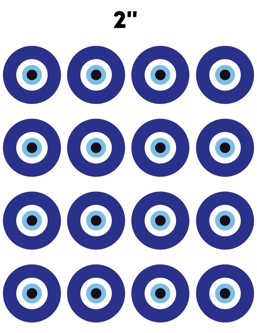 Evil Eye 2" Circle Stickers Sheet Instant Download, Protection Symbol ...