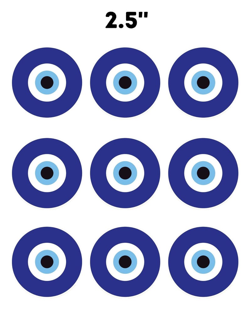 Evil Eye 2.5" Circle Stickers Sheet Instant Download, Protection Symbol ...