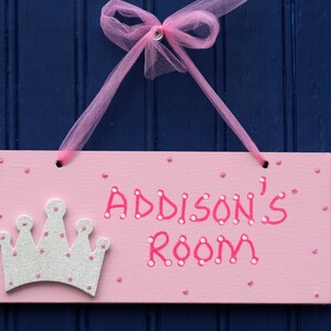 Princess Crown Door Sign, Hand Personalized, Girl's Room Sign. White ...