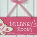 BUTTERFLY Room Sign Hand Personalized. Glittered Pink & Green | Etsy