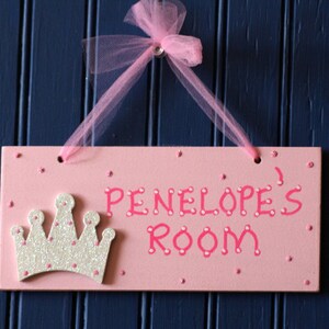 Princess Crown Door Sign, Hand Personalized, Girl's Room Sign. White ...
