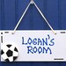 SPORT Room Sign, Hand Personalized. Soccer Ball Cutout. Boy's Room ...