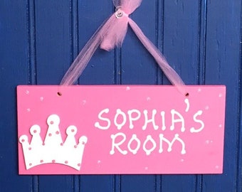 Name Sign, Princess Crown Girl's Room Sign, Princess Sign Girls Gift ...
