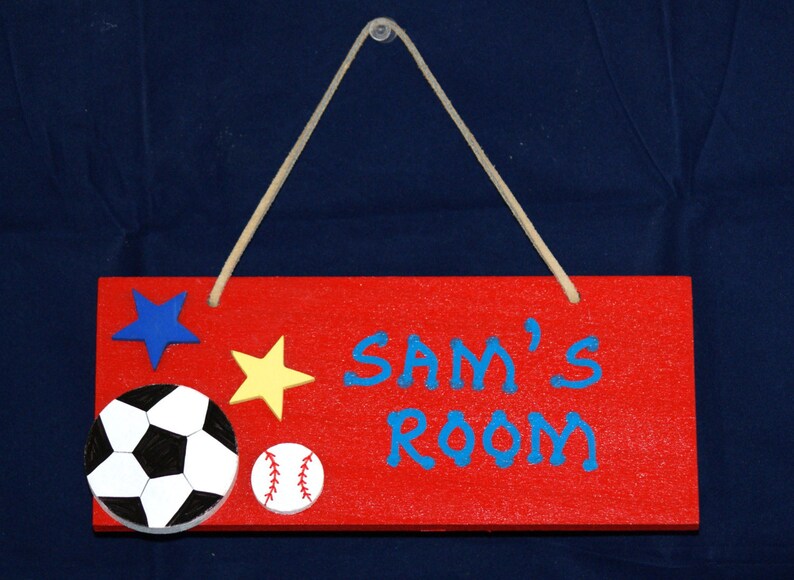 SPORT Room Sign Hand Personalized Red. Soccer Baseball - Etsy