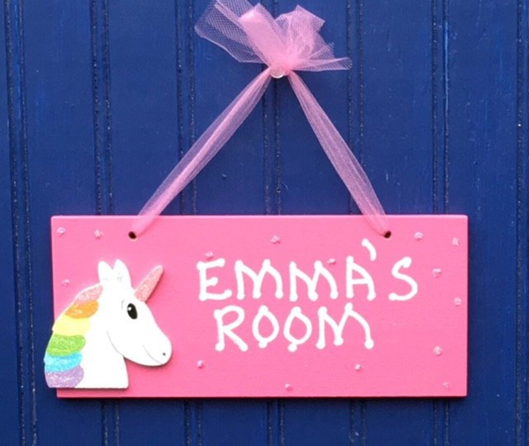 Personalized Girl Room Sign, Kid's Wood Door Sign. Girl's Bedroom Door ...