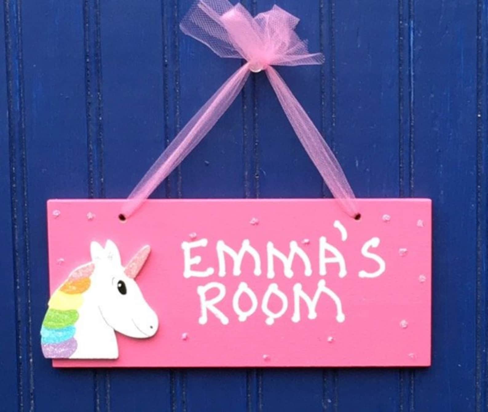Personalized Girl Room Sign, Kid's Wood Door Sign. Girl's Bedroom Door ...