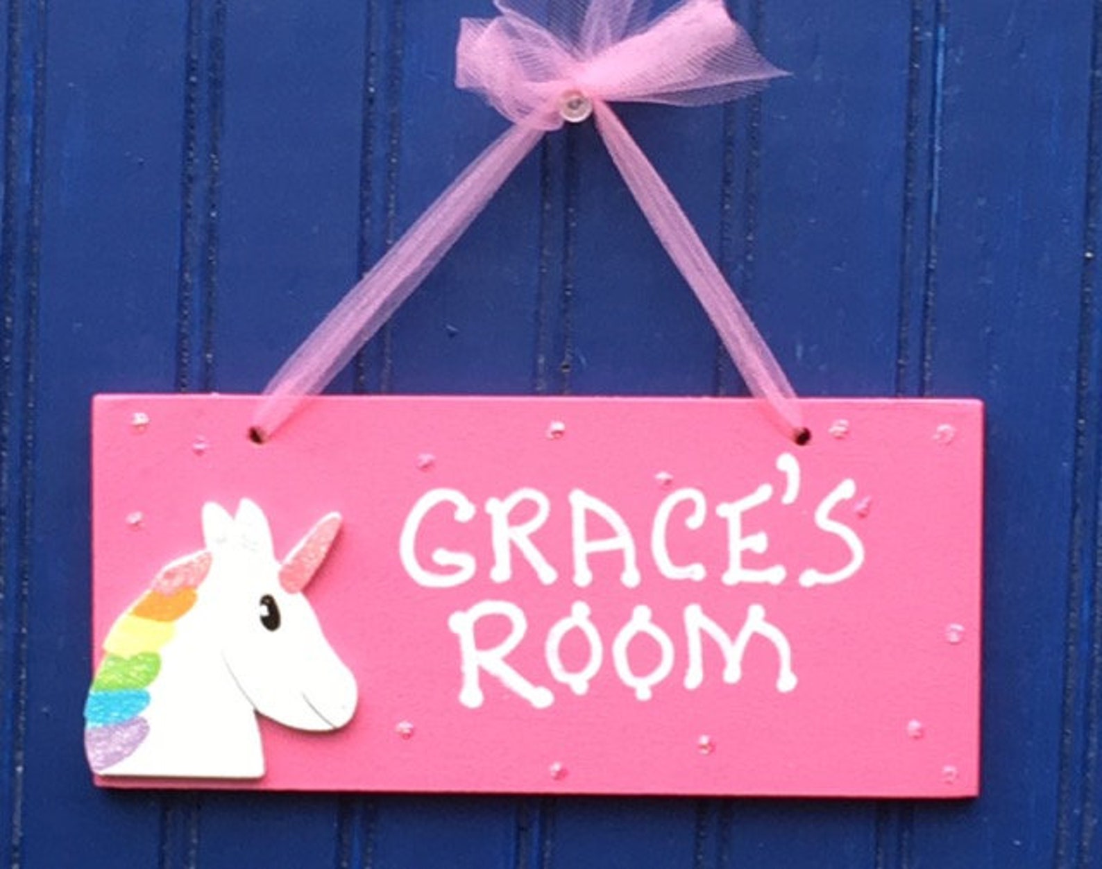 Girl's Room Sign. Hand Personalized, Unicorn Name Sign. Kid's Name ...