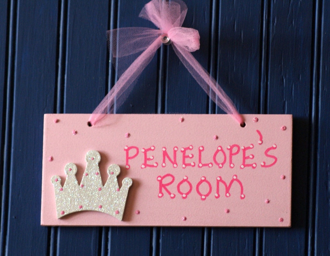 Girl's Room Sign. Personalized Princess Crown Name Sign. Girl's Room ...