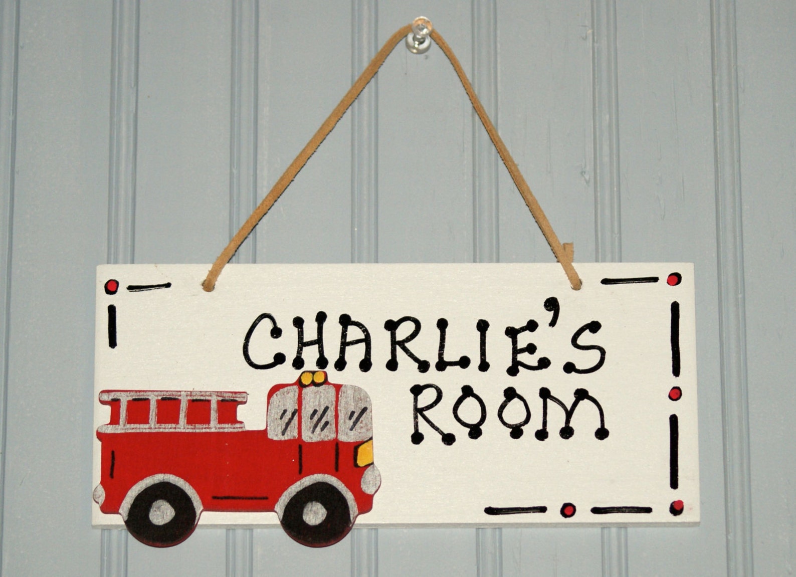 Fire Truck Door Sign White. Red Fire Truck Cutout Boy's | Etsy