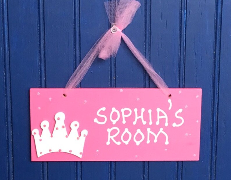 Girl's Room Sign. Personalized Princess Crown Name Sign. - Etsy