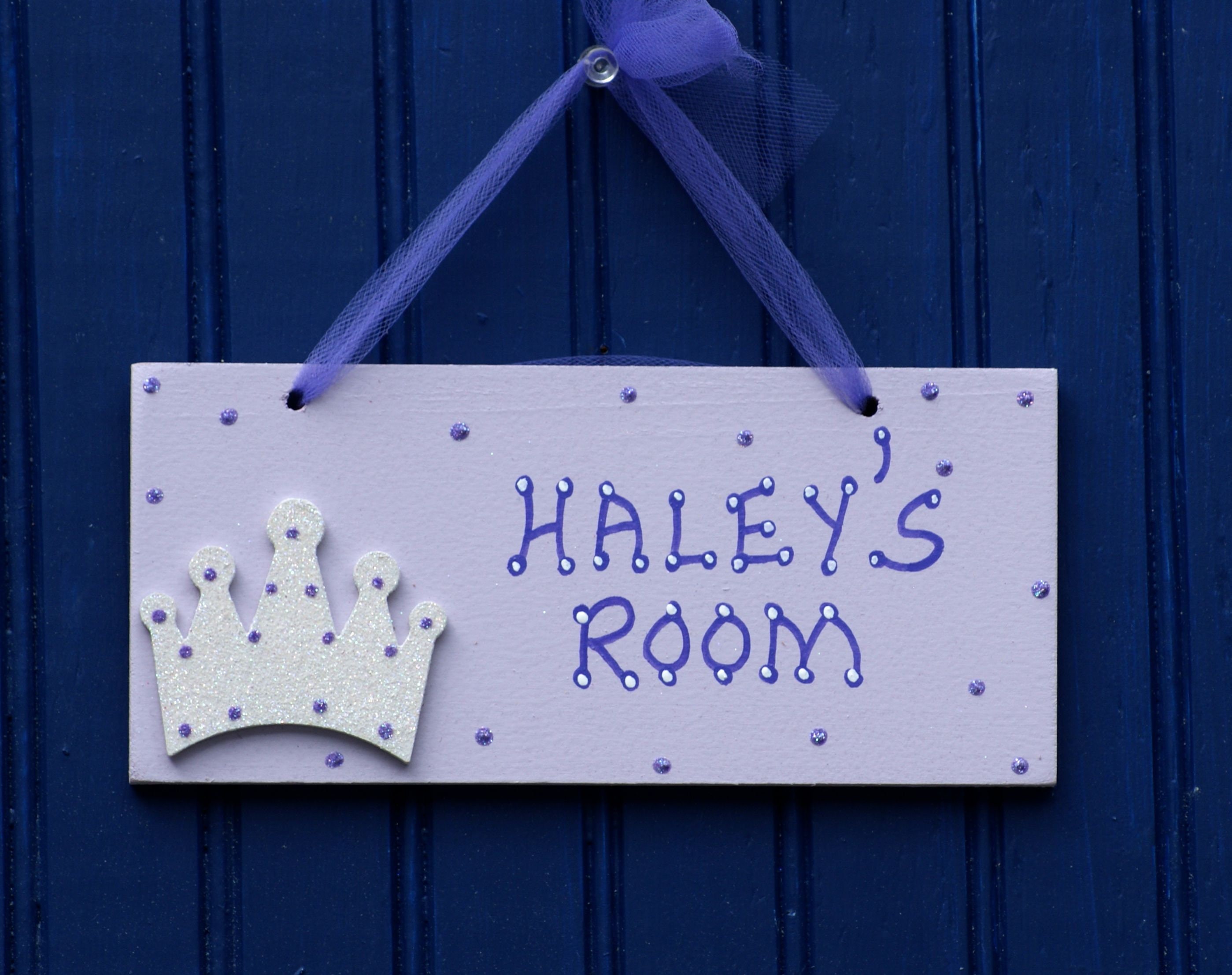 Princess Crown Door Sign Hand Personalized Violet W/white | Etsy