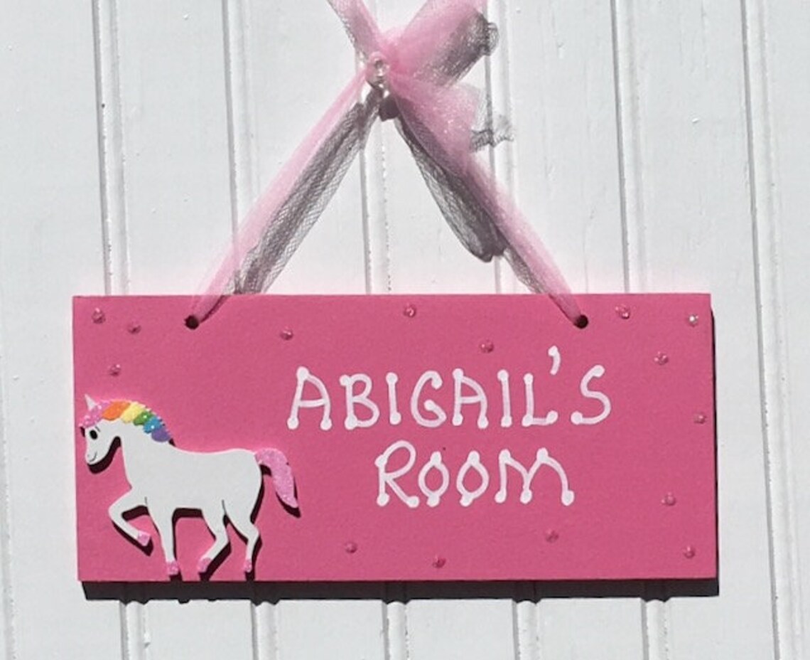 Girl's Room Sign. Hand Personalized Pony Unicorn Name | Etsy