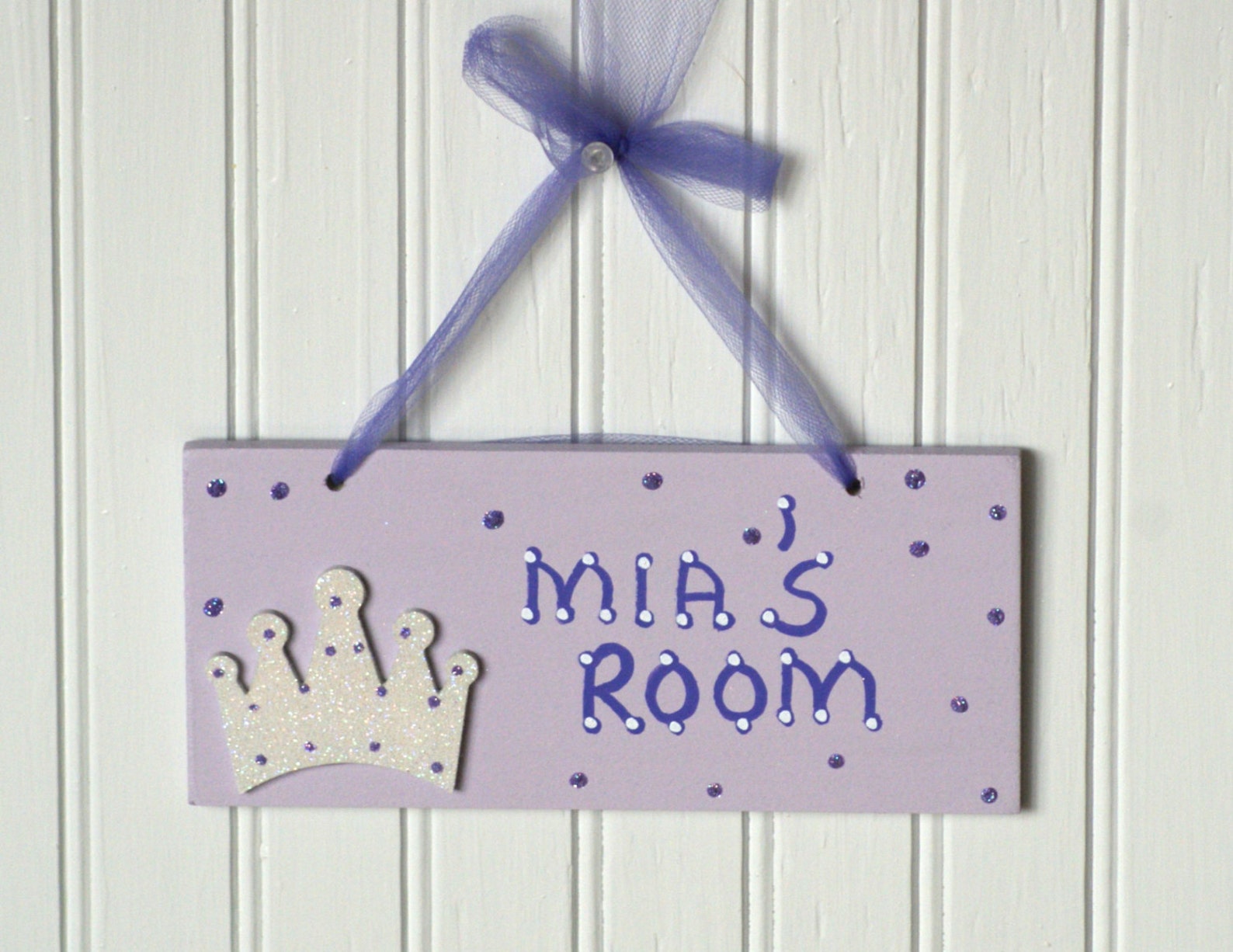 Princess Crown Door Sign Hand Personalized Violet W/white | Etsy
