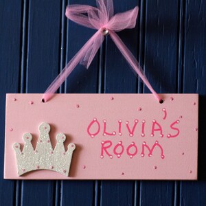 Princess Crown Door Sign, Hand Personalized, Girl's Room Sign. White ...