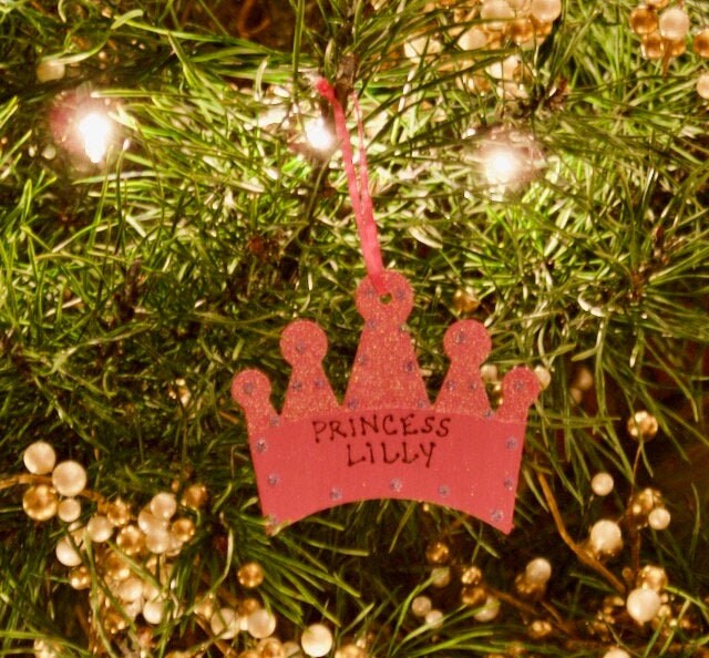 PRINCESS Crown Ornament, Personalized Ornament, Hand Personalized. Girl ...
