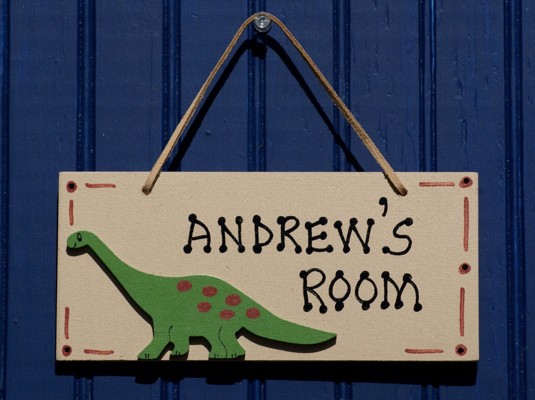 Dinosaur Room Sign, Personalized. Tan With Dino Cutout. Boy's Room ...