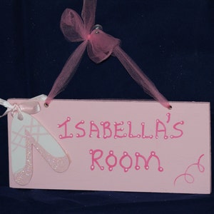 Girl's Name Sign. Ballet Hand Personalized Room Sign, Pink. Kid's Door ...
