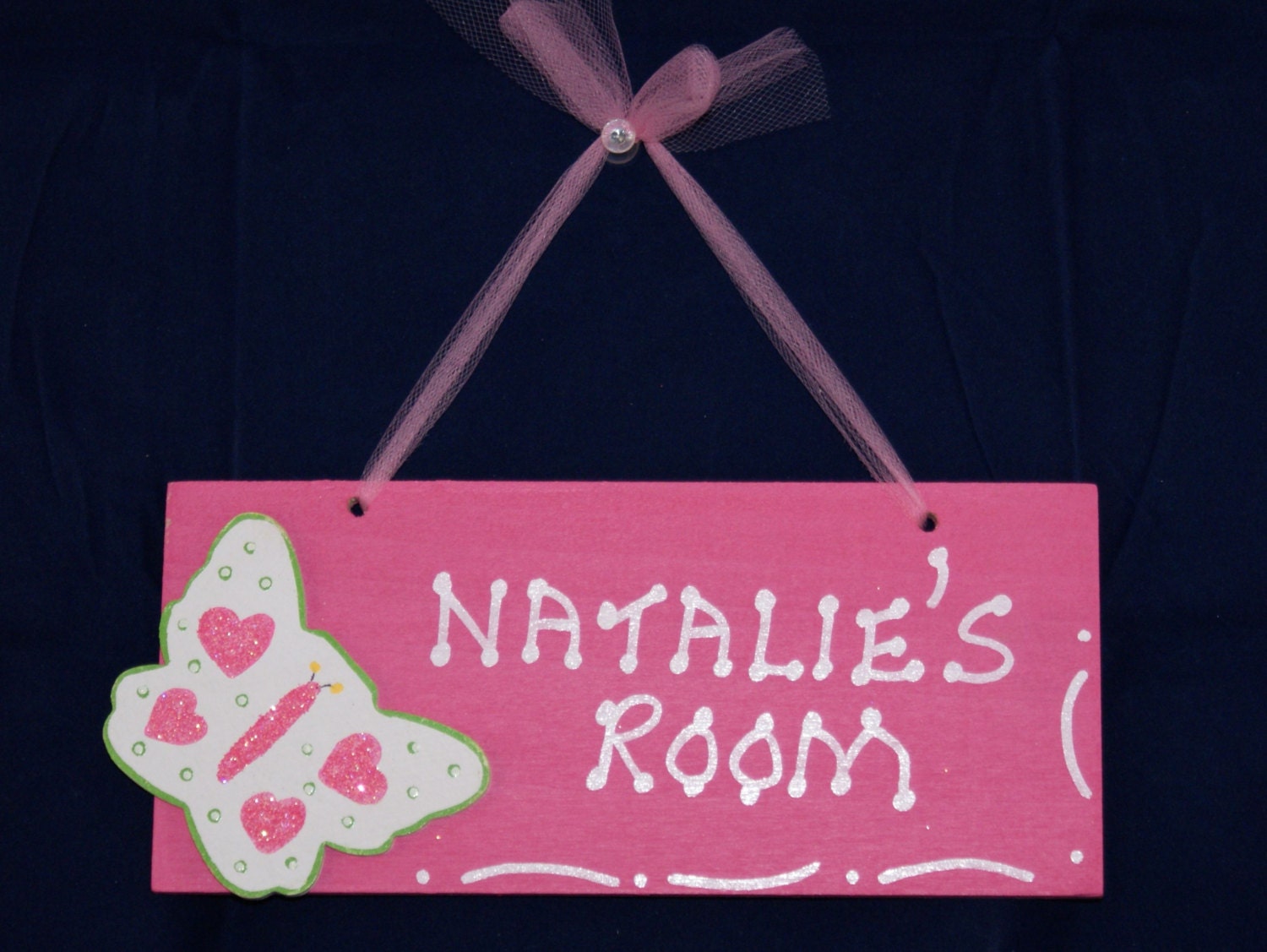 BUTTERFLY Personalized Room Sign Hot Pink w/Butterfly Cutout. | Etsy