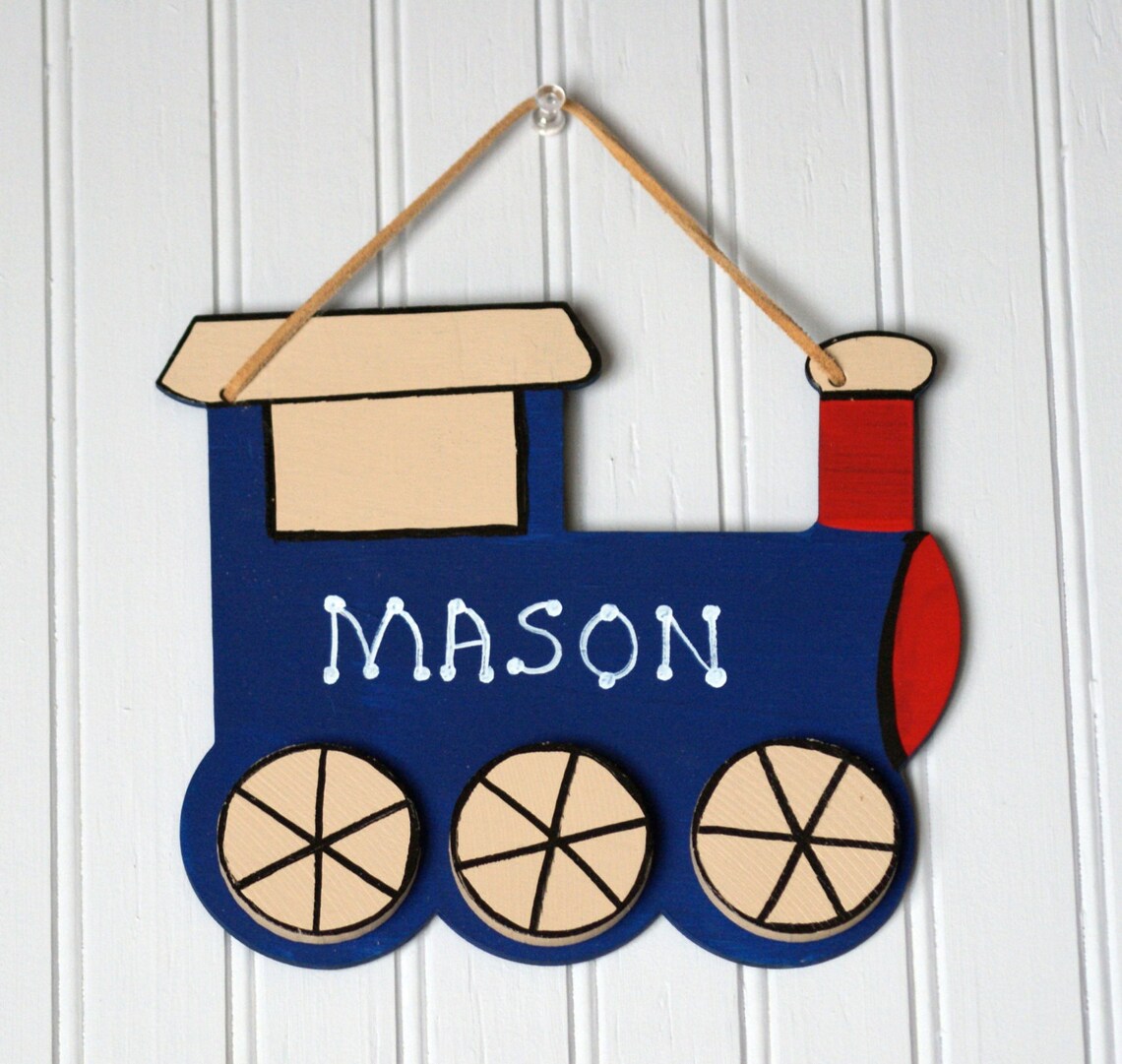 TRAIN Room Sign. Personalized Boy's Name Plaque. Hand | Etsy
