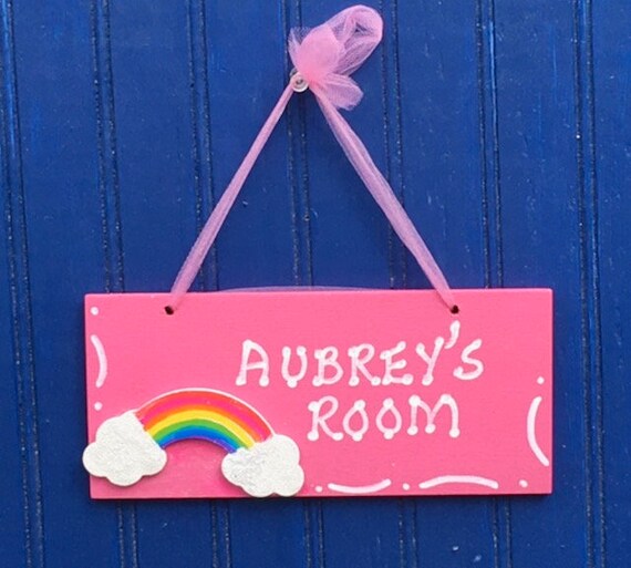 Girl's Room Sign. Hand Personalized Rainbow Name Sign. | Etsy