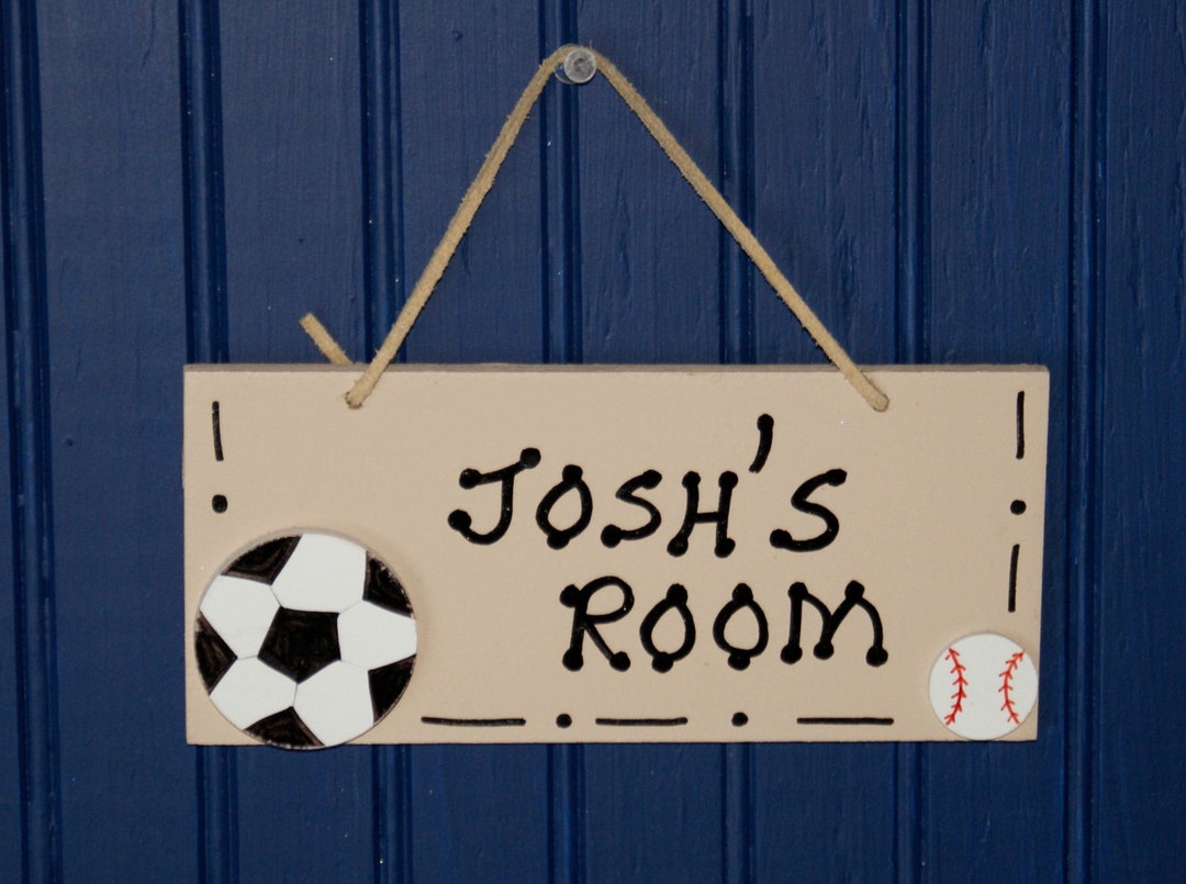 SPORT Room Sign, Hand Personalized. Soccer Ball Cutout. Boy's Room ...