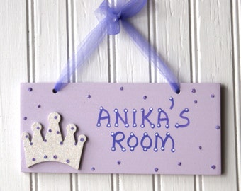 Princess Crown Door Sign Hand Personalized Violet W/white | Etsy