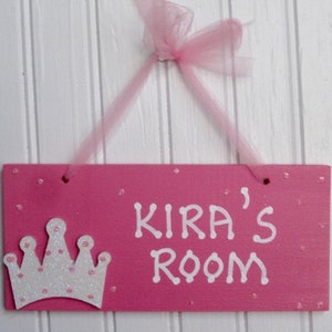 Princess Crown Name Sign, Hand Personalized, Glittered White Crown ...